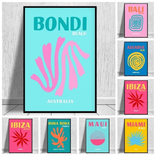 Preppy Travel Wall Art Canvas - Etsy