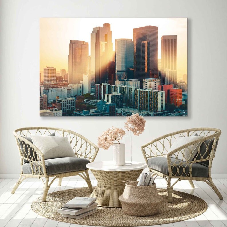 Los Angeles Skyline Canvas Print Stunning Wall Art Depicting the Iconic ...