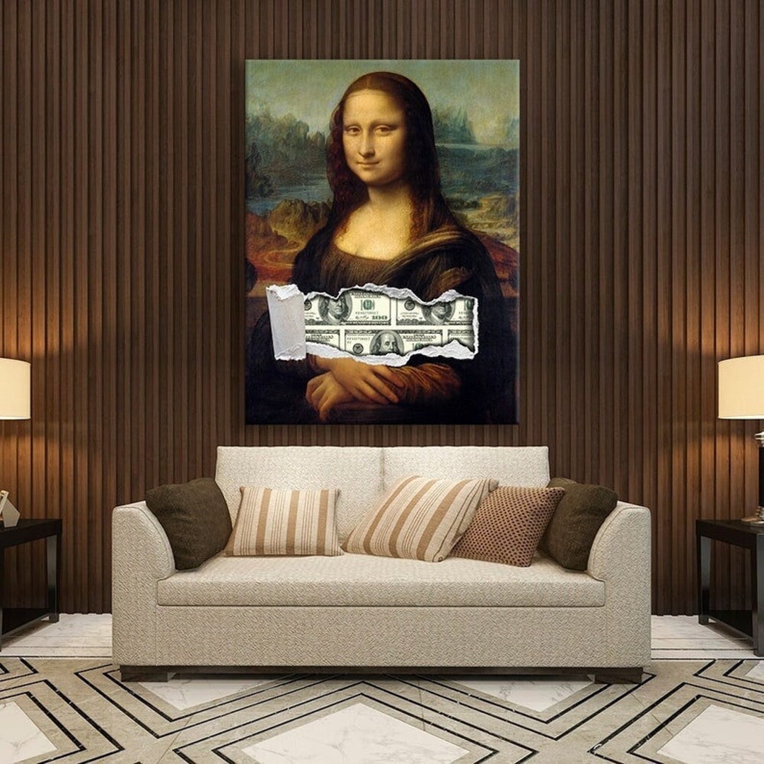Mona Lisa Money Wall Decor Leonardo Da Vinci Money Bill Canvas Wall Art ...