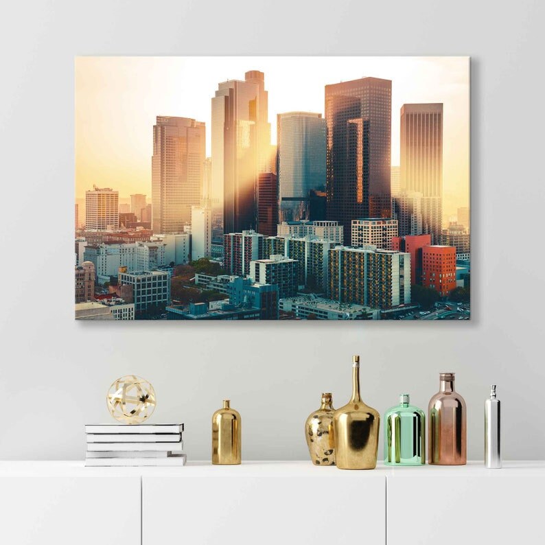 Los Angeles Skyline Canvas Print Stunning Wall Art Depicting the Iconic ...