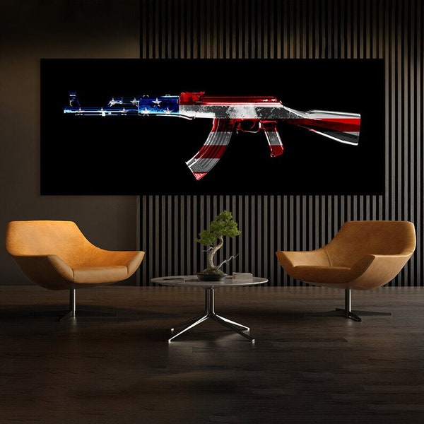 Ak47 Art With American Flag - Etsy