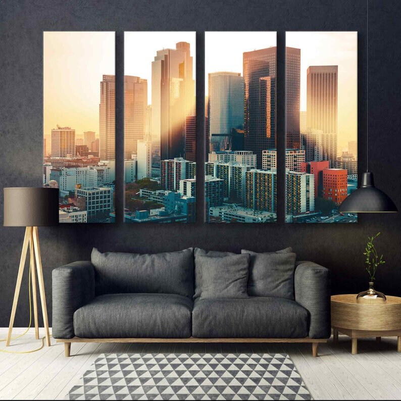 Los Angeles Skyline Canvas Print Stunning Wall Art Depicting the Iconic ...