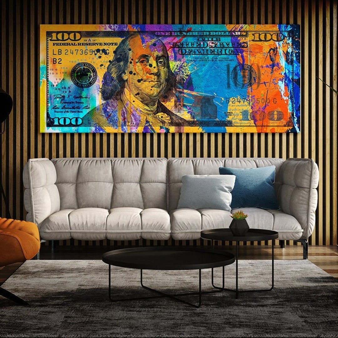Colorful 100 Dollar Bill Wall Art 100 Dollar Bill Colorful Color Money ...