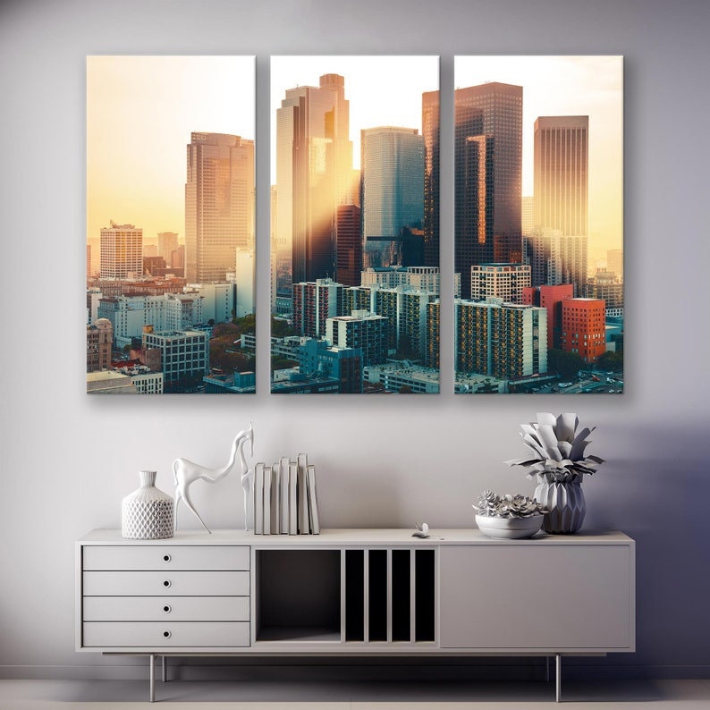 Los Angeles Skyline Canvas Print Stunning Wall Art Depicting the Iconic ...