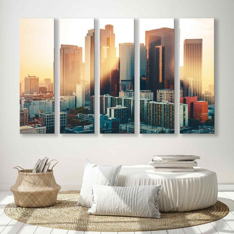 Los Angeles Skyline Canvas Print Stunning Wall Art Depicting the Iconic ...