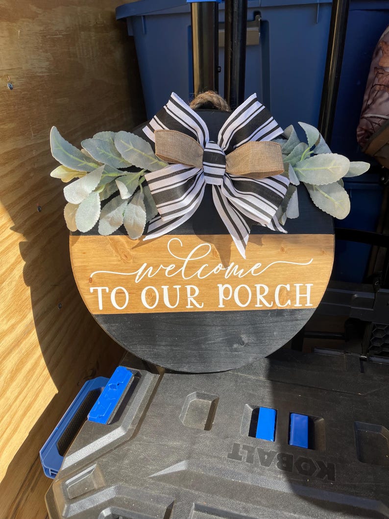 Welcome to Our Porch Wooden Round Sign - Etsy