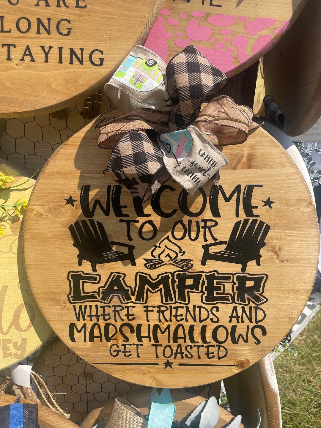 Welcome to Our Camper Wooden Round Sign - Etsy