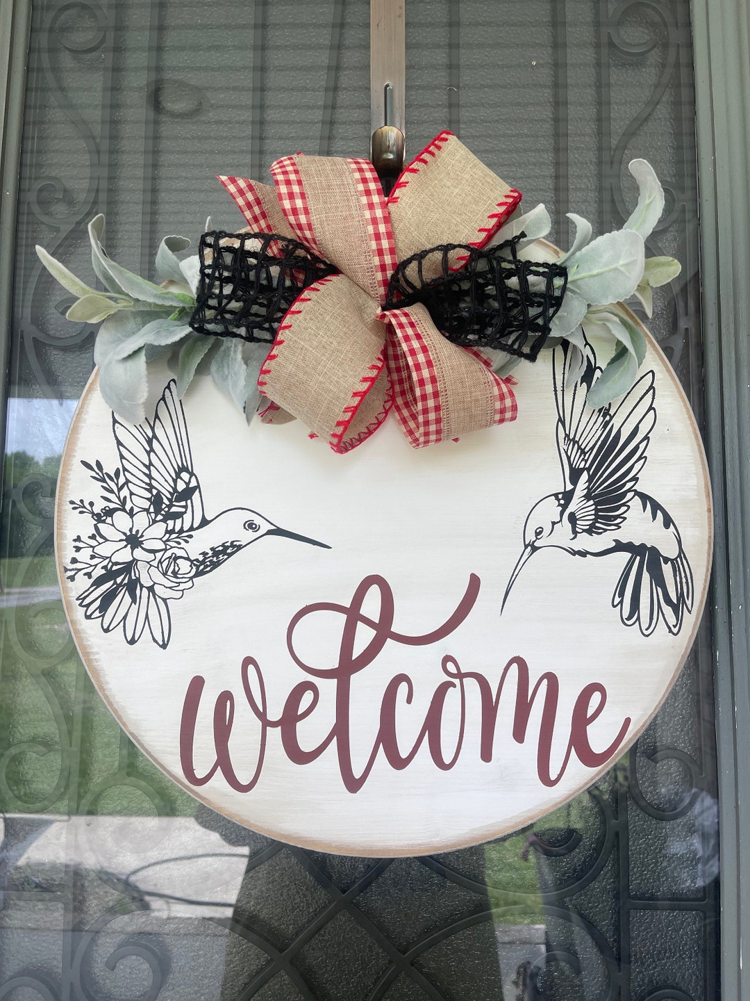 Welcome With the Hummingbirds Wooden Round Sign - Etsy