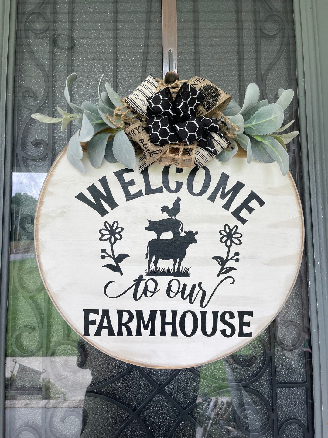 Welcome to Our Farmhouse Wooden Round Sign - Etsy