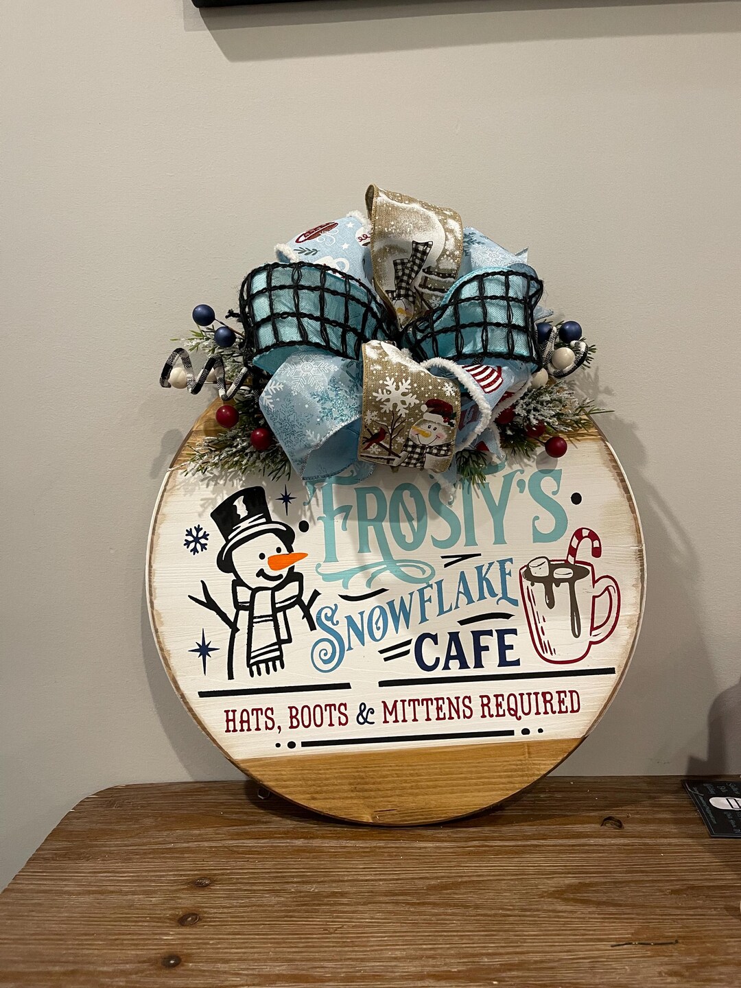 Frosty Snowflake Cafe Wooden Round Sign - Etsy