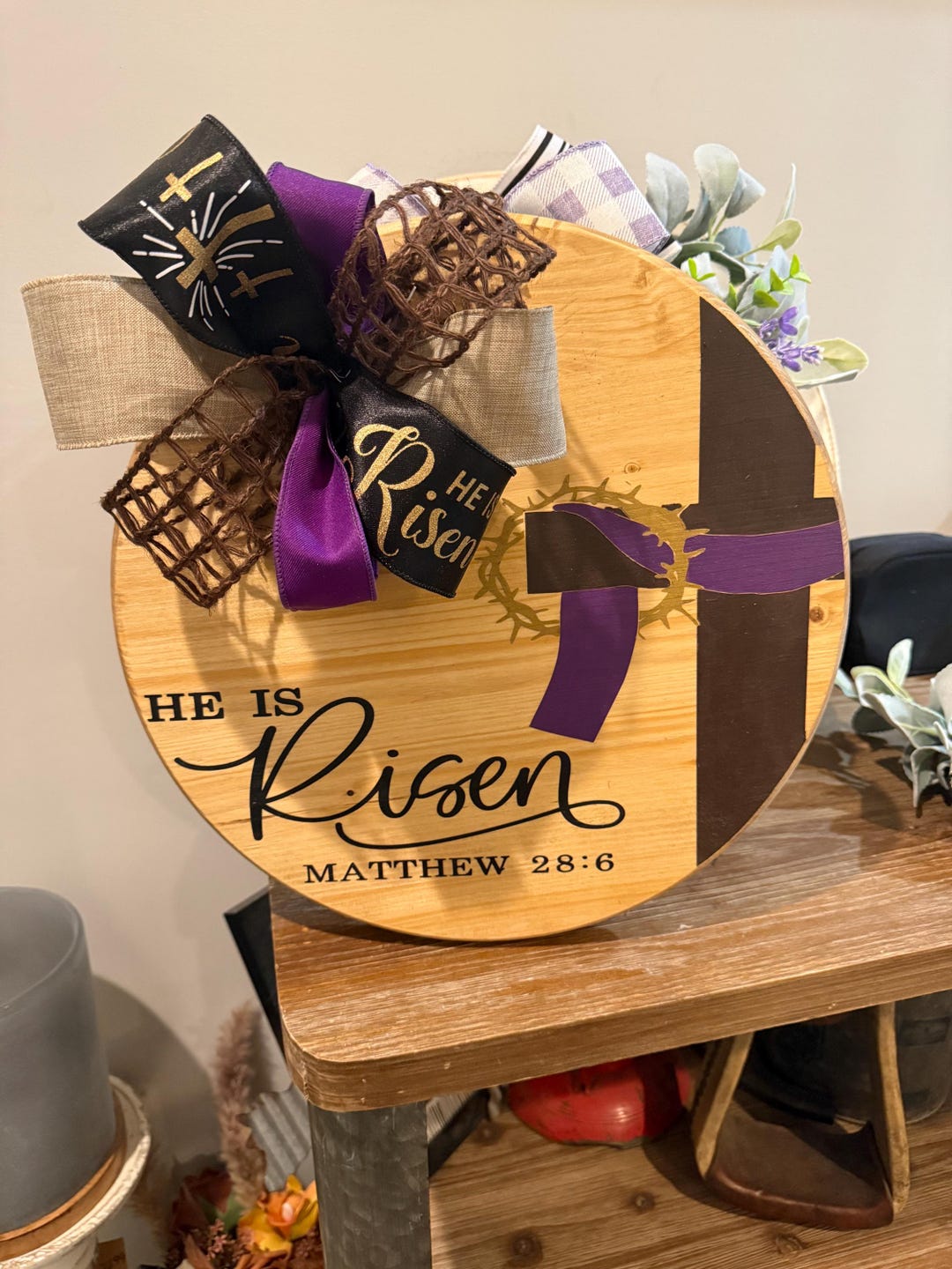 He is Risen Wooden Round Sign - Etsy UK