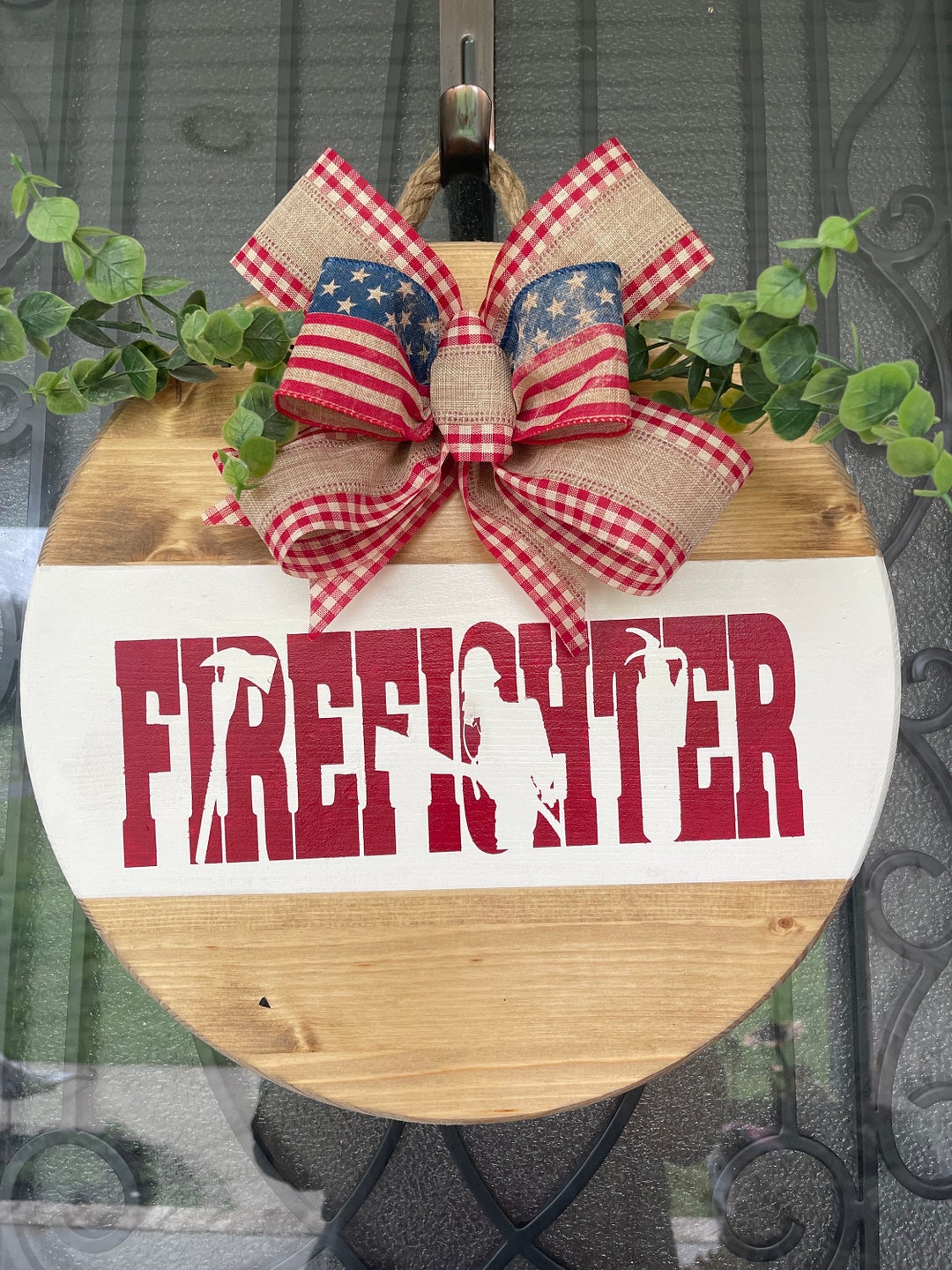 Firefighter Wooden Round Sign - Etsy