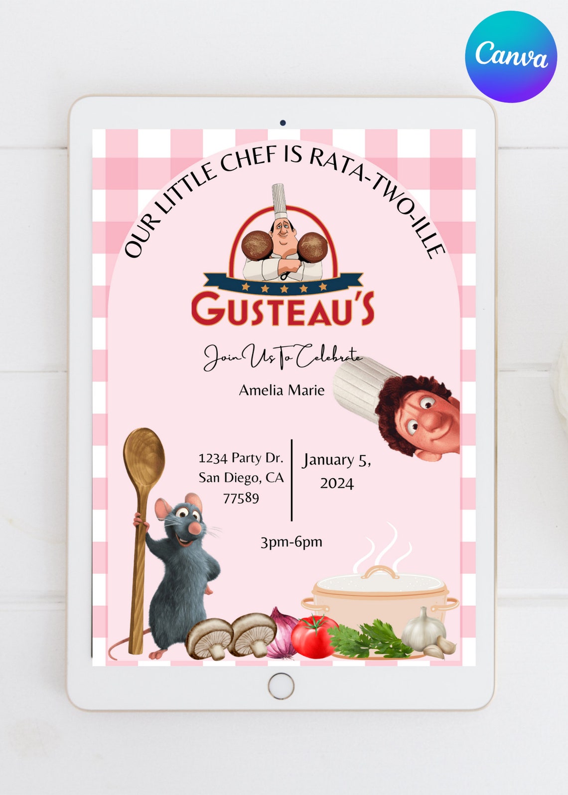 Girls Ratatouille Birthday Invitation - Etsy
