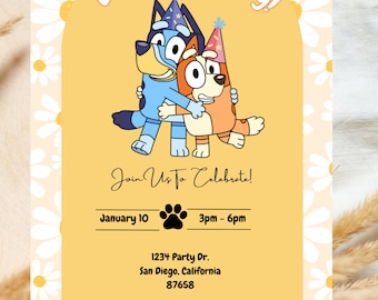 Bluey Birthday Invitation - Etsy