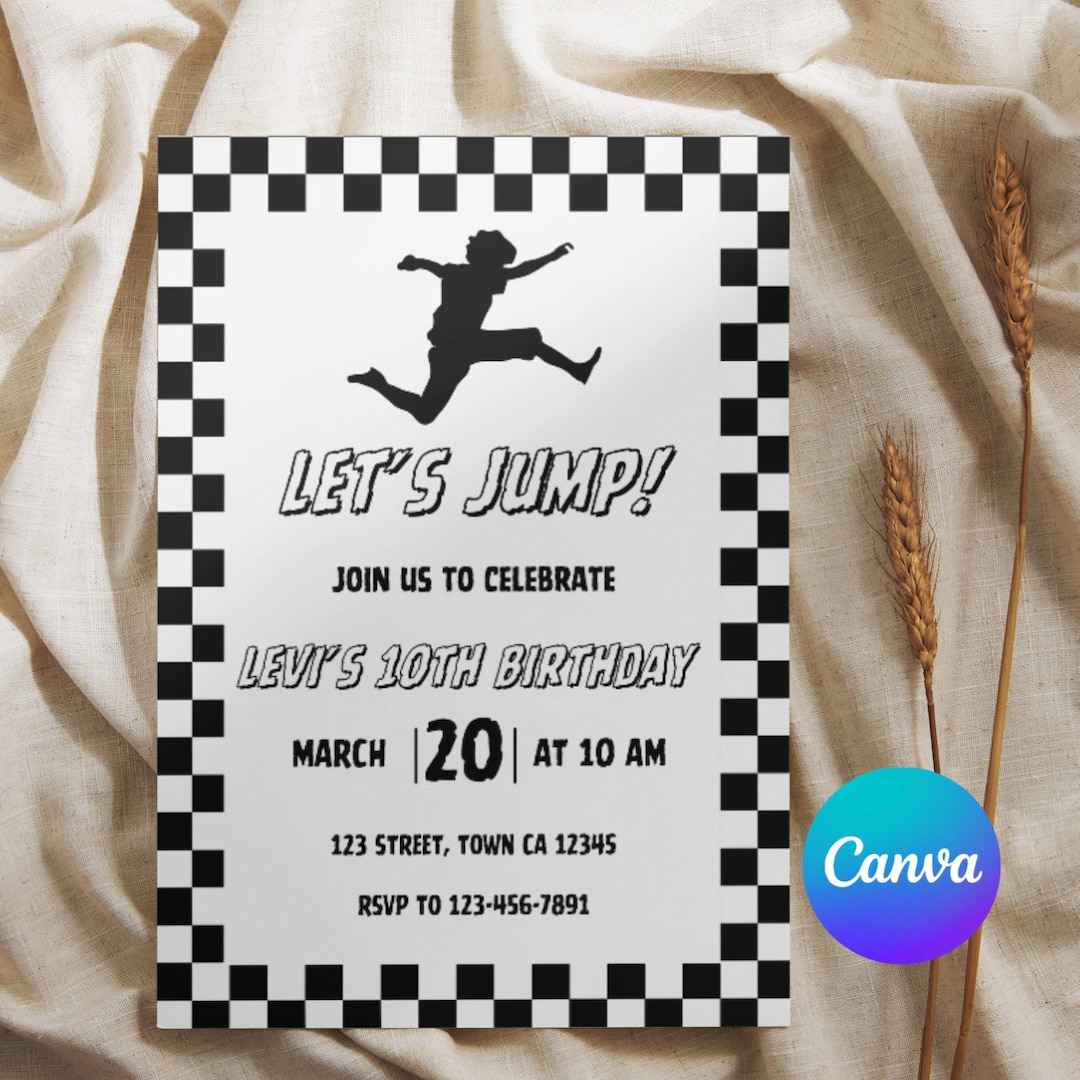 Trampoline Jump Birthday Invitation Template - Etsy