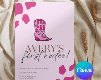 First Rodeo Birthday Invitation Girl First Rodeo 1st Birthday ...