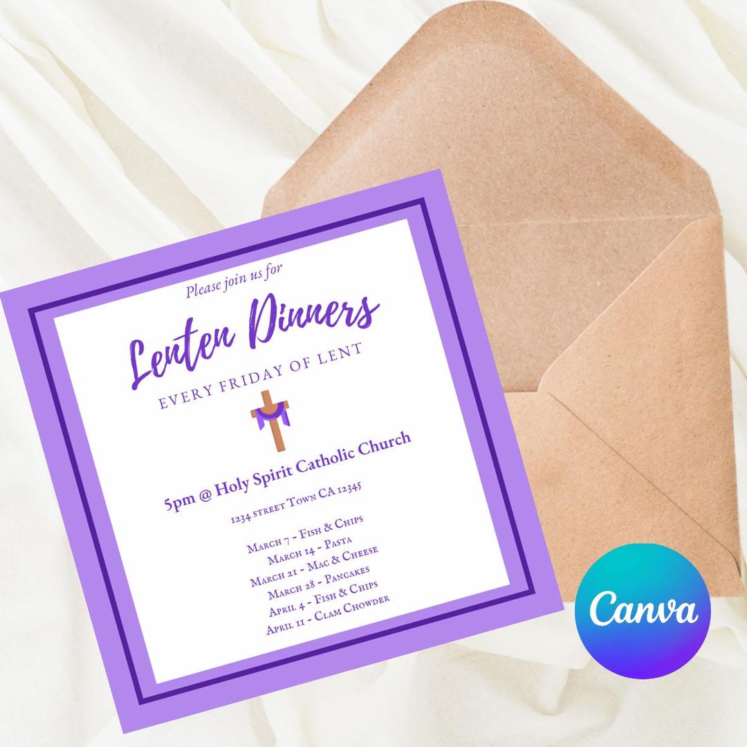 Lent Dinner Invitation Template - Etsy