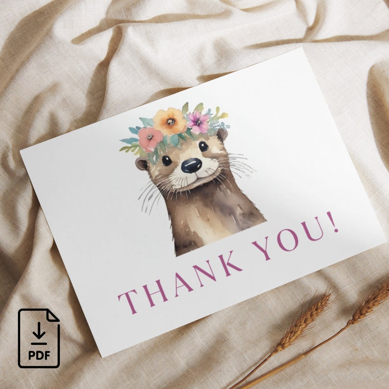 Sea Otter Thank You Card Digital Download - Etsy