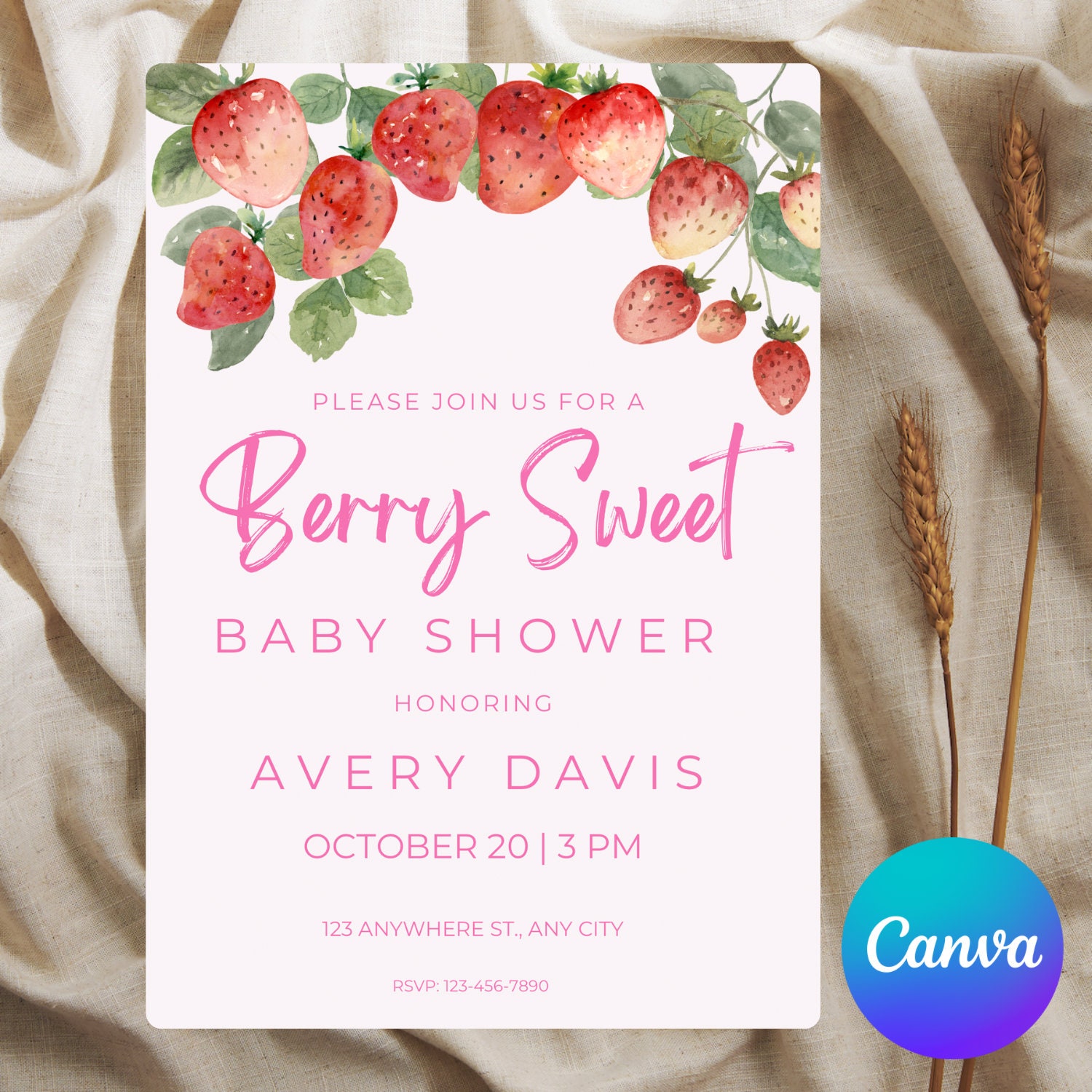 Berry Sweet Birthday Invitation - Strawberry Birthday - First Birthday ...