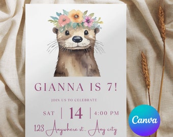Sea Otter Party Invitation Template - Etsy