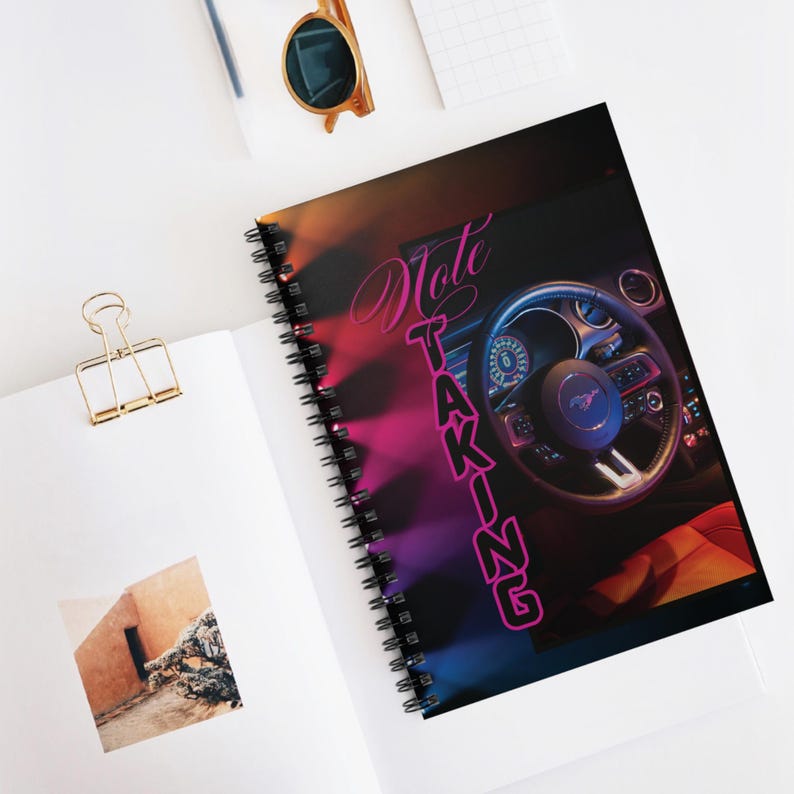 Retro Car Inspired Spiral Notebook Ruled Line, Perfect for Note Taking ...