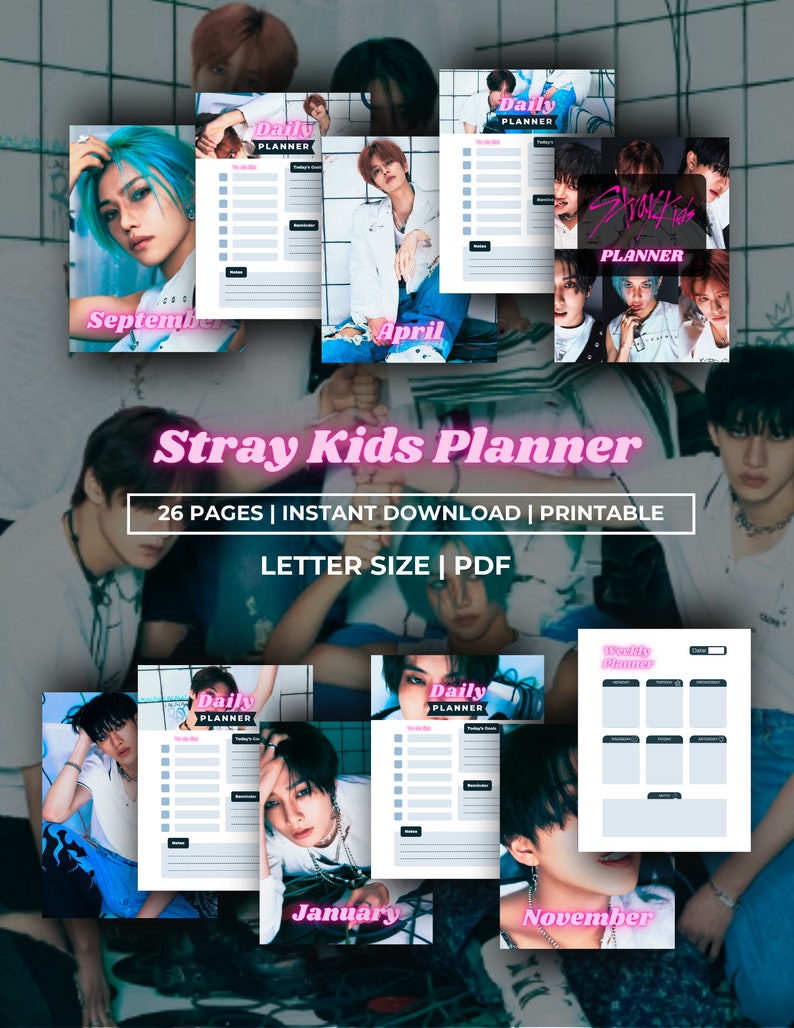 Stray Kids Themed Daily Printable Planner | Skz Rock Star Instant ...