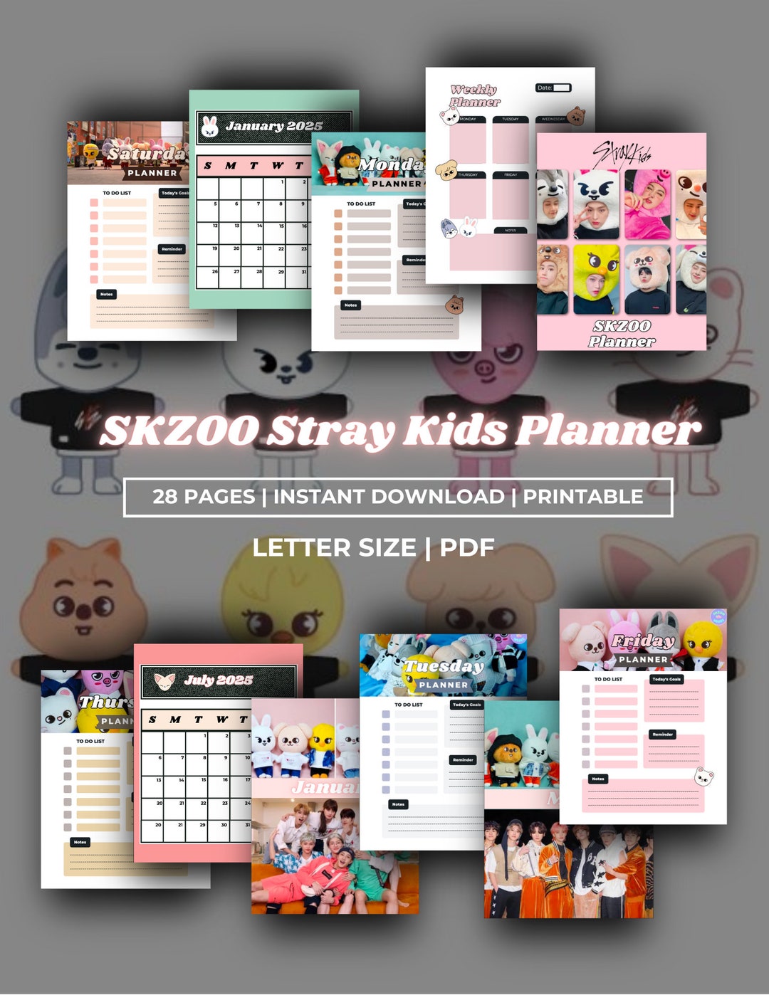 SKZOO Planner | Stray Kids Themed Daily Printable Planner | Instant ...
