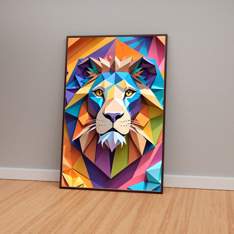 Cubism_lion, Wall Decor, Print Art, Animal Portrait, Abstract ...