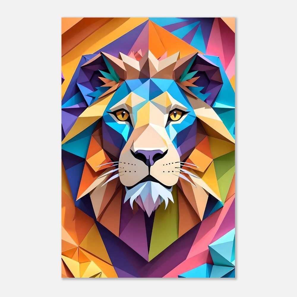 Cubism_lion, Wall Decor, Print Art, Animal Portrait, Abstract ...