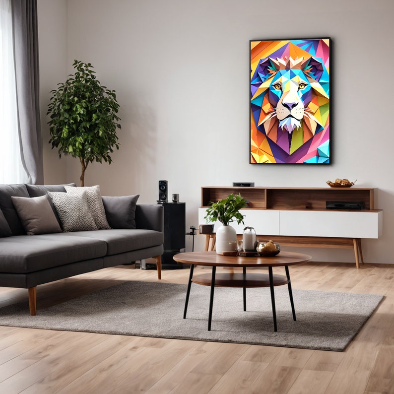 Cubism_lion, Wall Decor, Print Art, Animal Portrait, Abstract ...