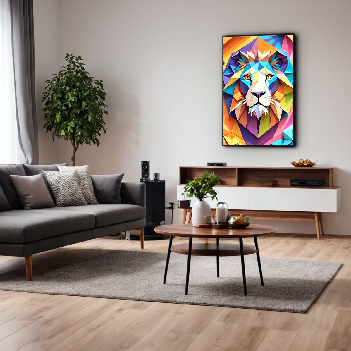 Cubism_lion, Wall Decor, Print Art, Animal Portrait, Abstract ...