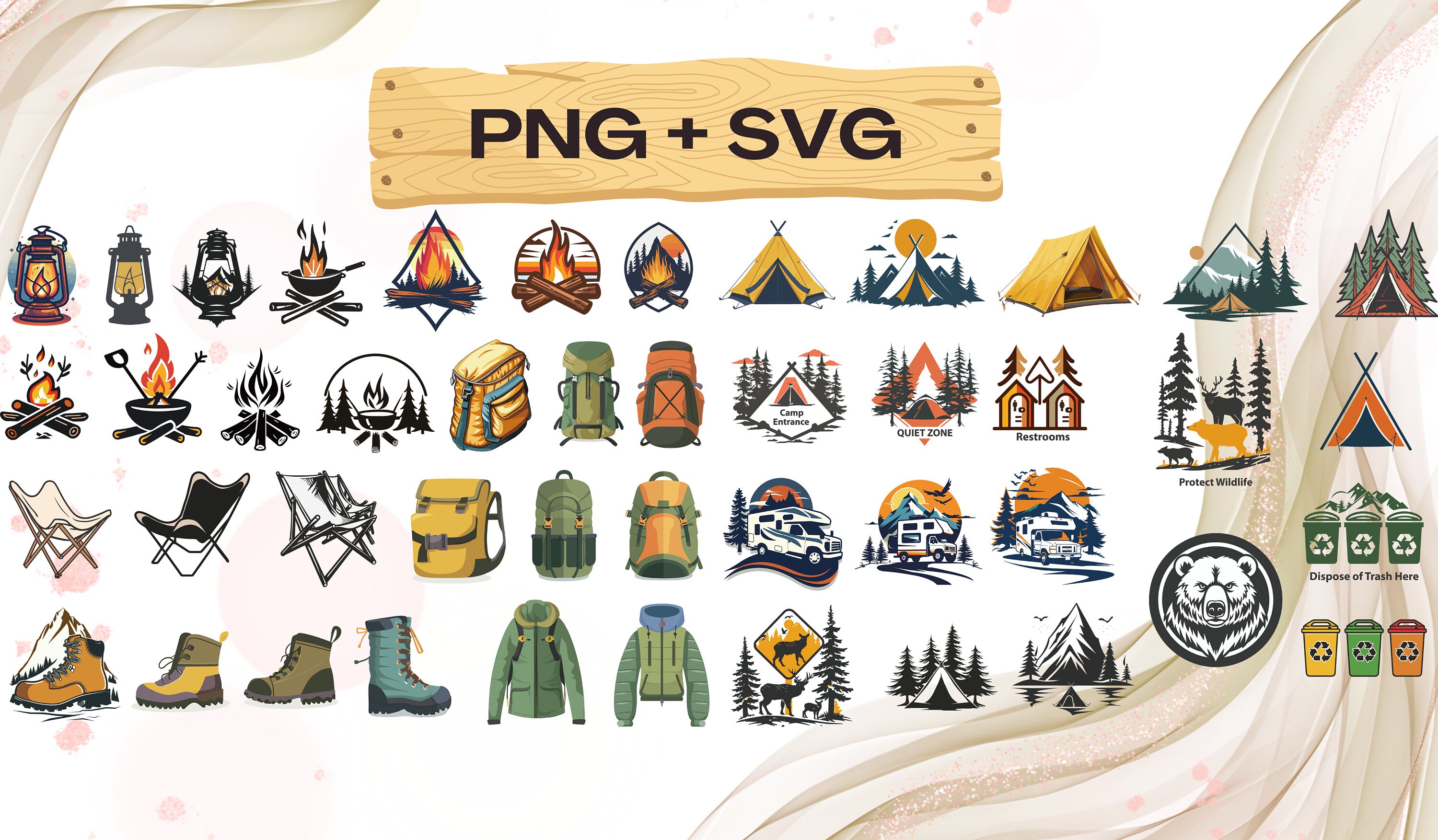 Camping Clipart/ Camper Clipart/ SVG Files/ PNG/ Happy Camper/ Cricut ...