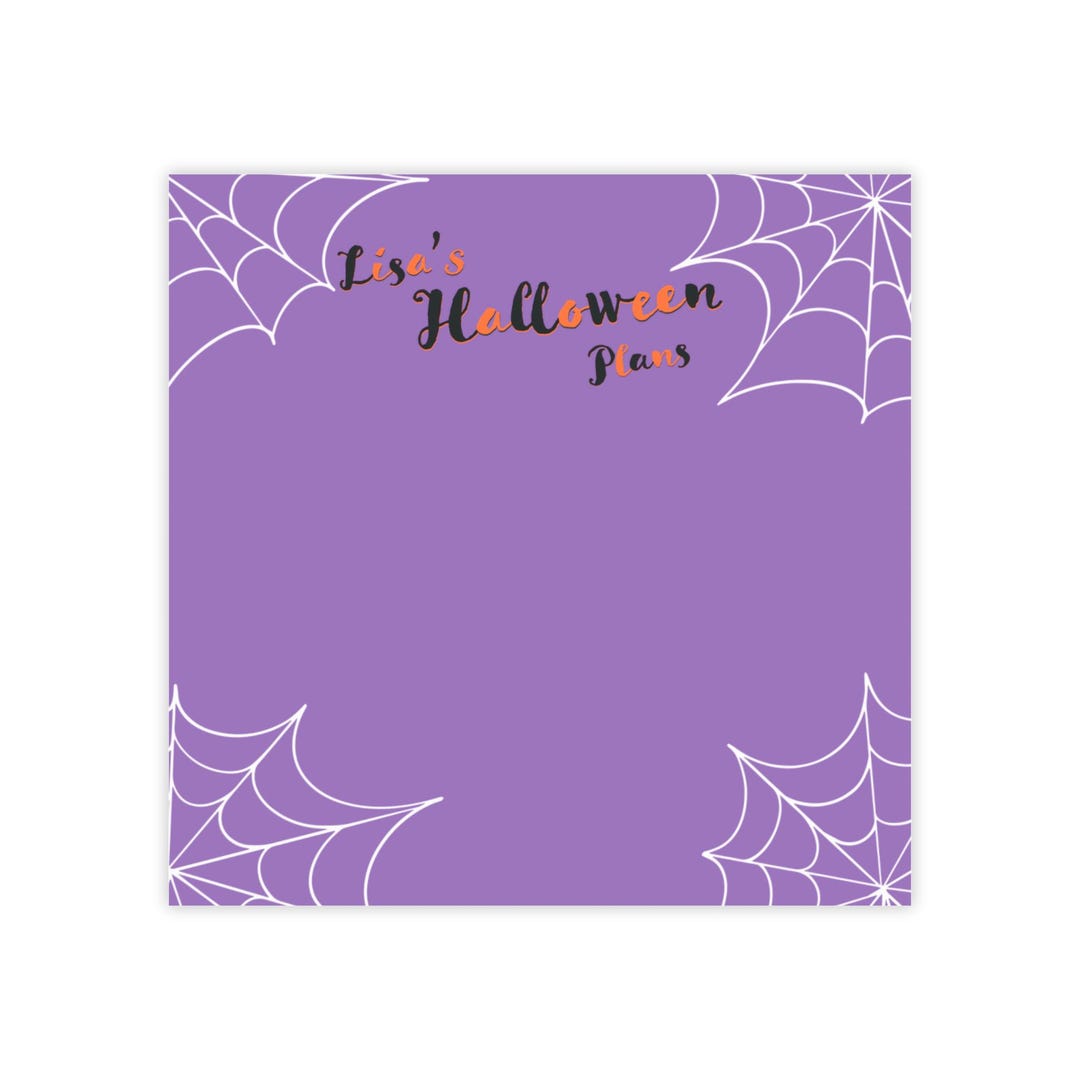 Personalized Halloween Sticky Note Pad, Spiderwebs, Ghosts - Etsy