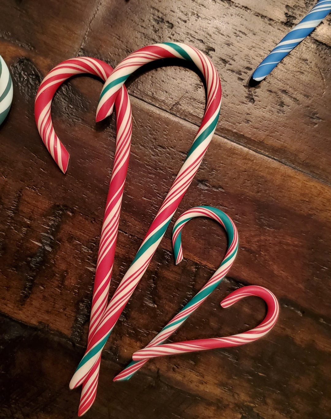 Handmade Bright Red and Green Candy Cane Ornaments for Christmas Tree ...
