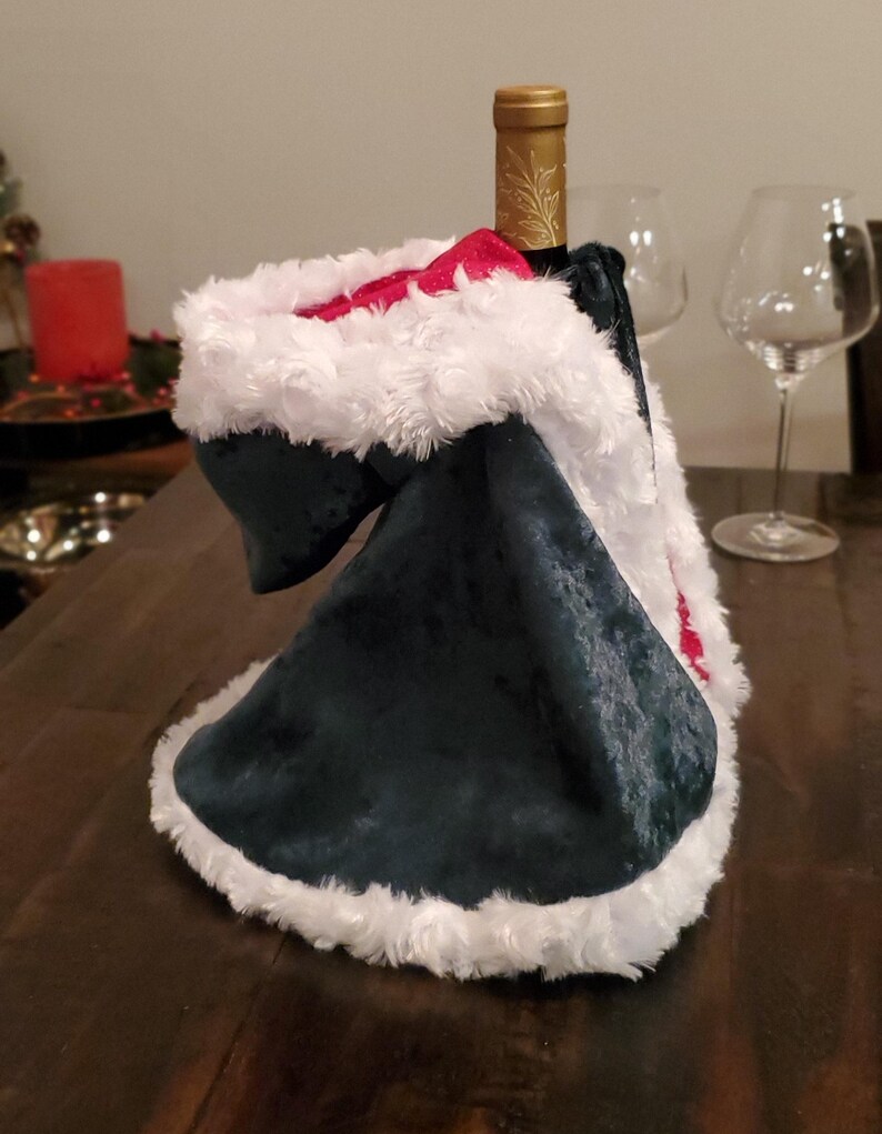 Velvet Christmas Cloak Handmade Reusable Wine Decoration, Hunter Green ...