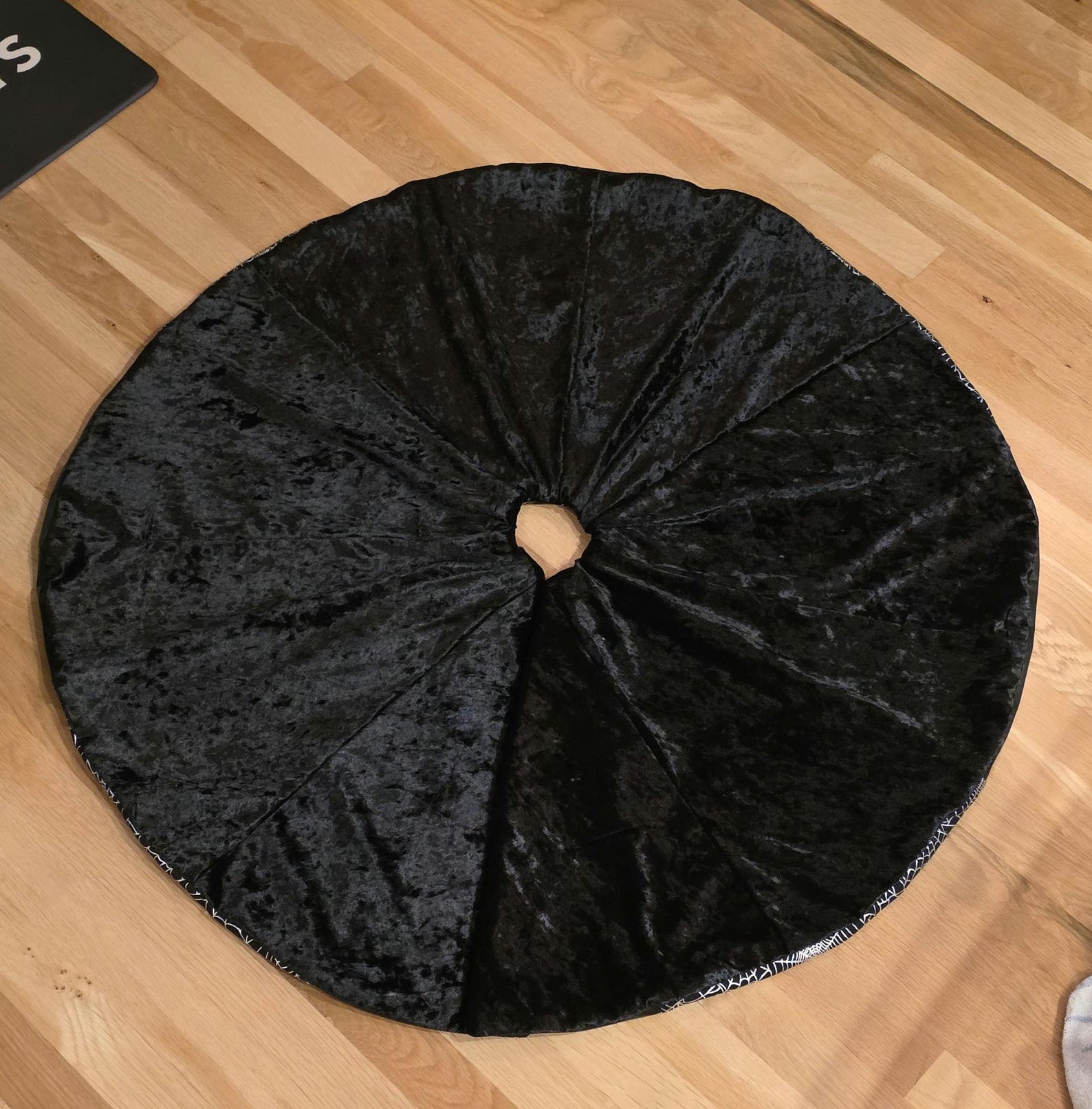 Handmade Tree Skirt Gothic Halloween: Black Faux Leather Spiderwebs (40 ...