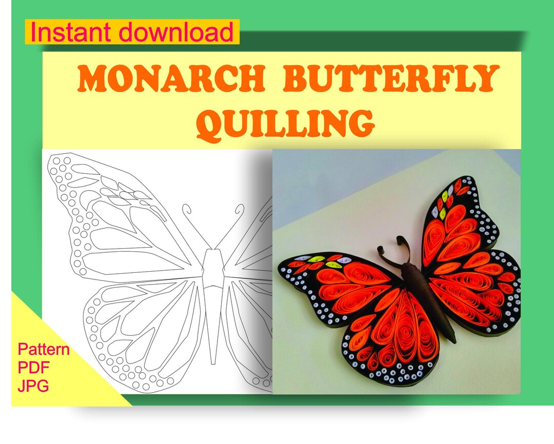 2 Monarch Butterfly Quilling Patterns, Butterfly Quilling Template ...