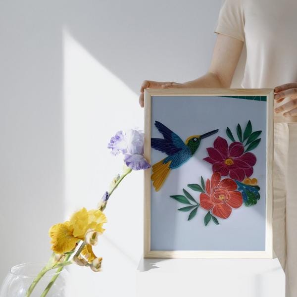 Plantilla de Colibri para Quilling, Colibrí Quilling Plantilla Creativa ...