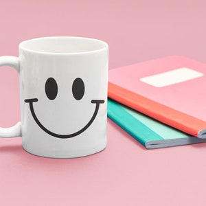 Smiley Face Mug | Happy Face Ceramic Coffee Cup | Unique Gift for ...