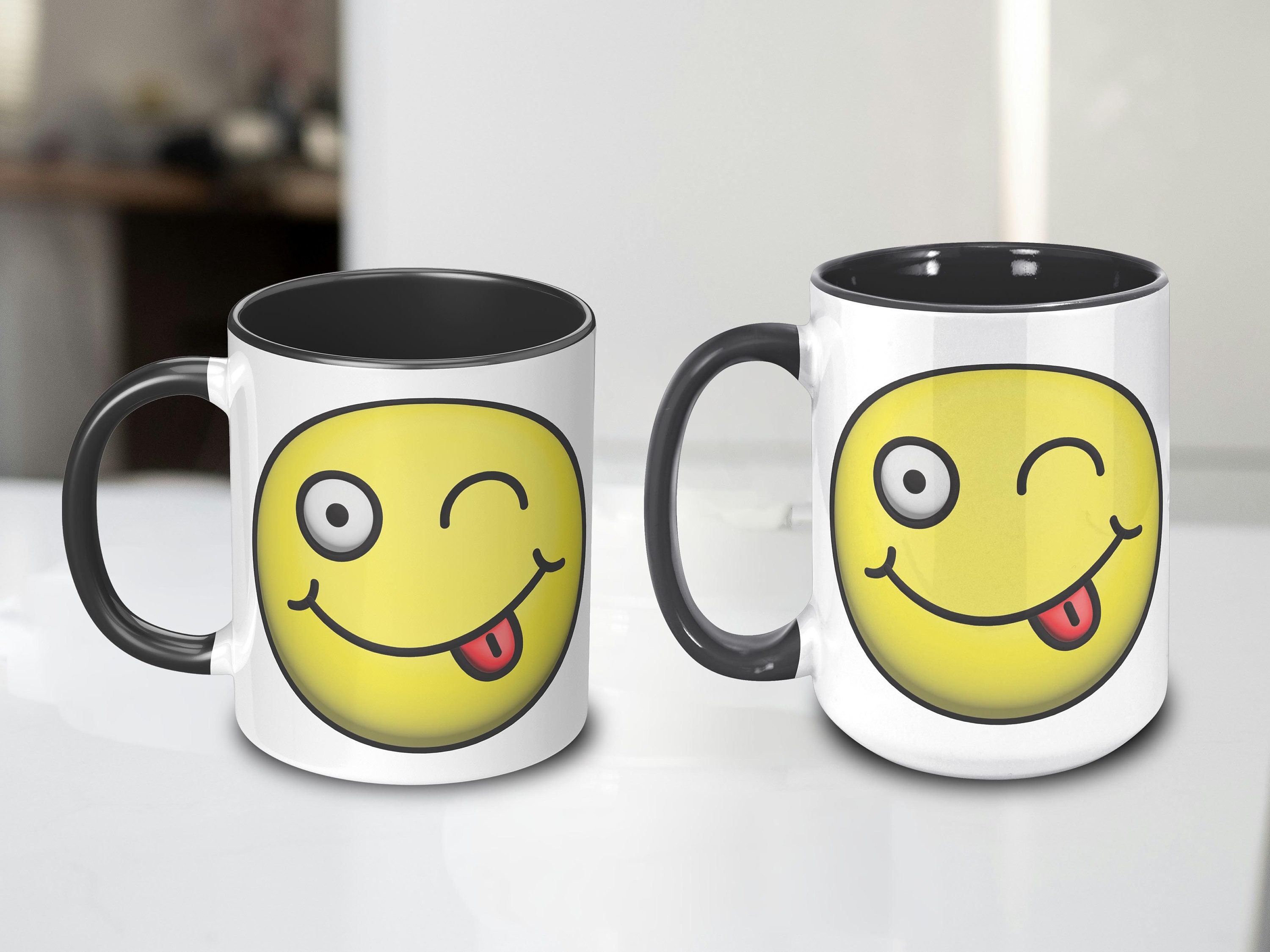 Smiley Face Mug | Happy Face Coffee Cup | Ceramic Mug With Yellow ...