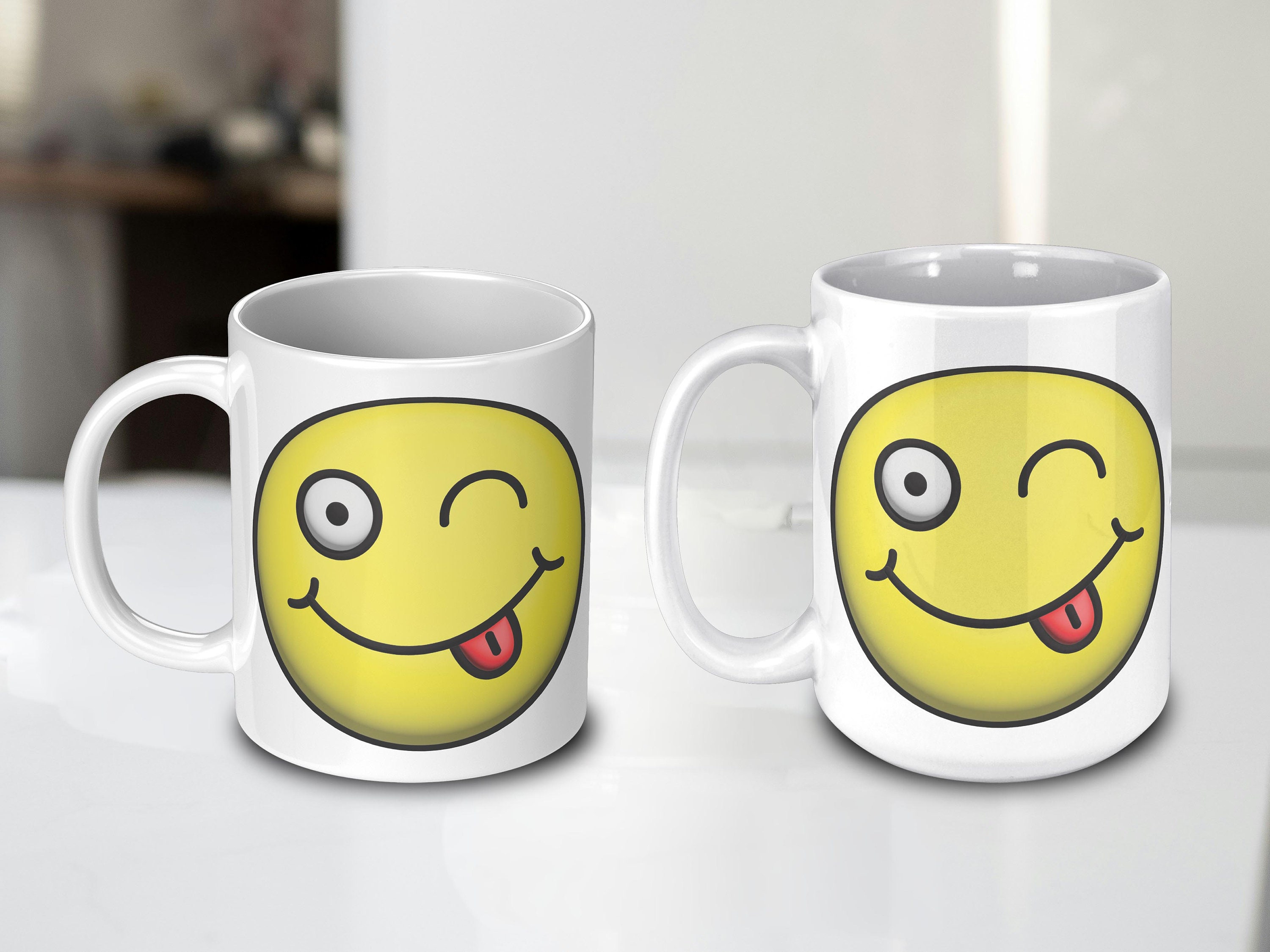 Smiley Face Mug | Happy Face Coffee Cup | Ceramic Mug With Yellow ...