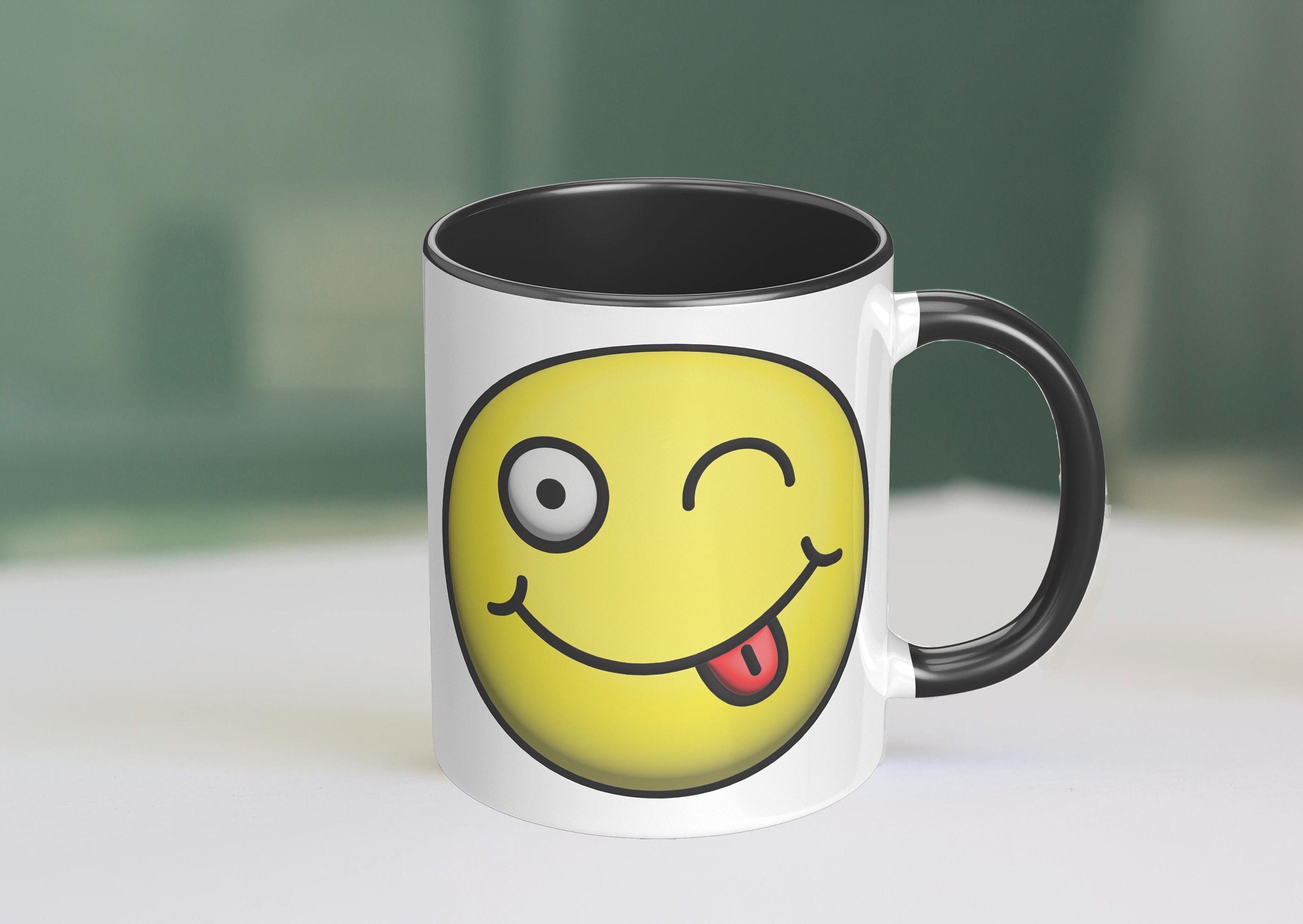 Smiley Face Mug | Happy Face Coffee Cup | Ceramic Mug With Yellow ...