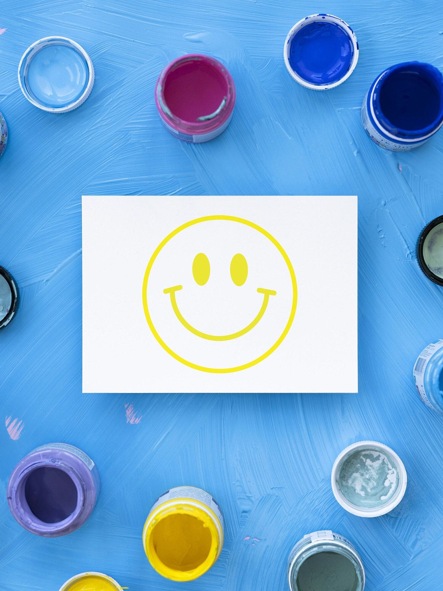 Smiley Face Note Card Set Blank Greeting Card Happy Face Card Set Cute ...