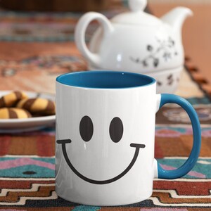 Smiley Face Mug | Happy Face Ceramic Coffee Cup | Unique Gift for ...