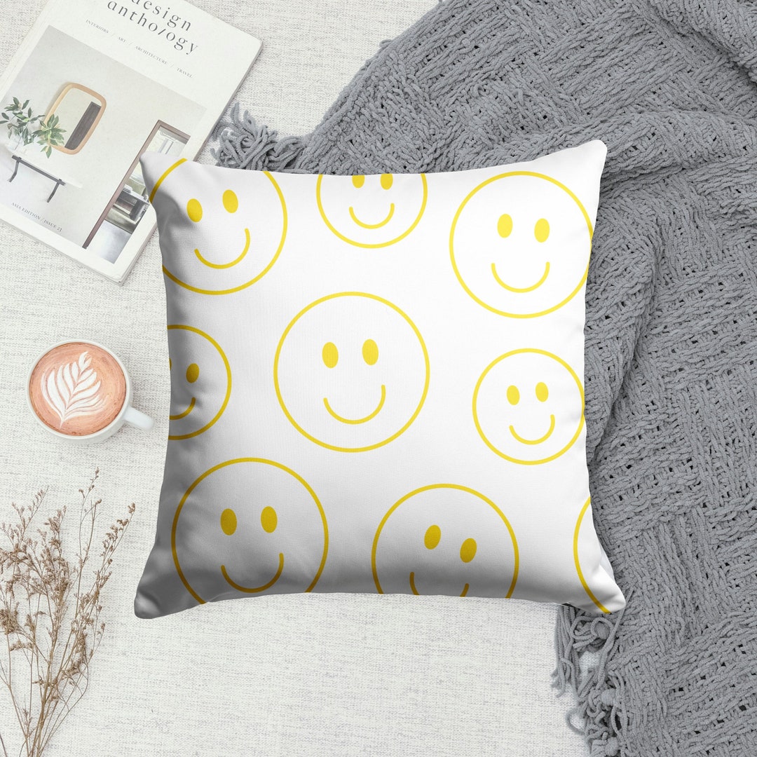 Smiley Face Emoji Sofa Pillow Whimsical Decor for a Happy Home Fun and ...