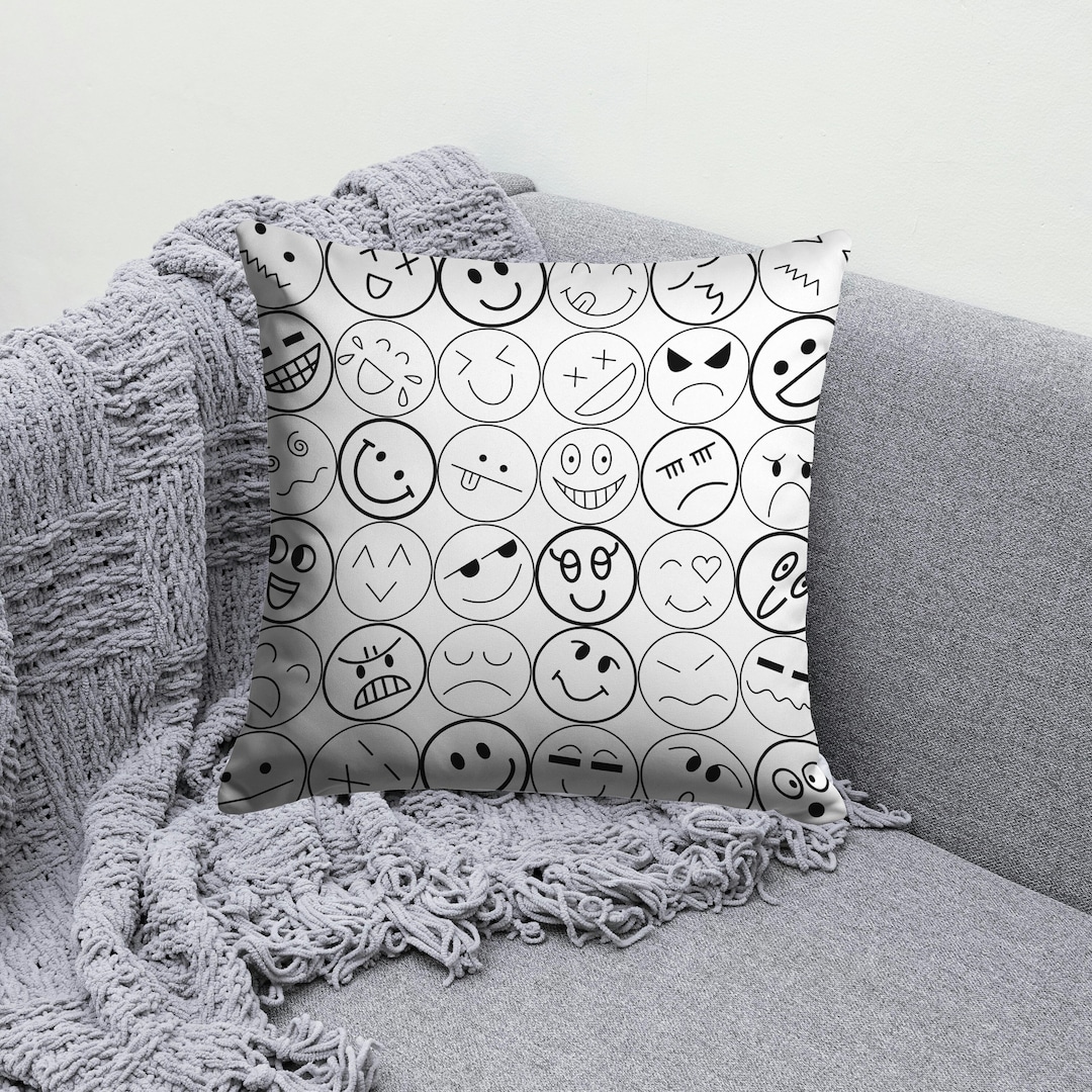 Smiley Face Pillow Emoji Smiley Face Sofa Pillow Whimsical Decor for a ...