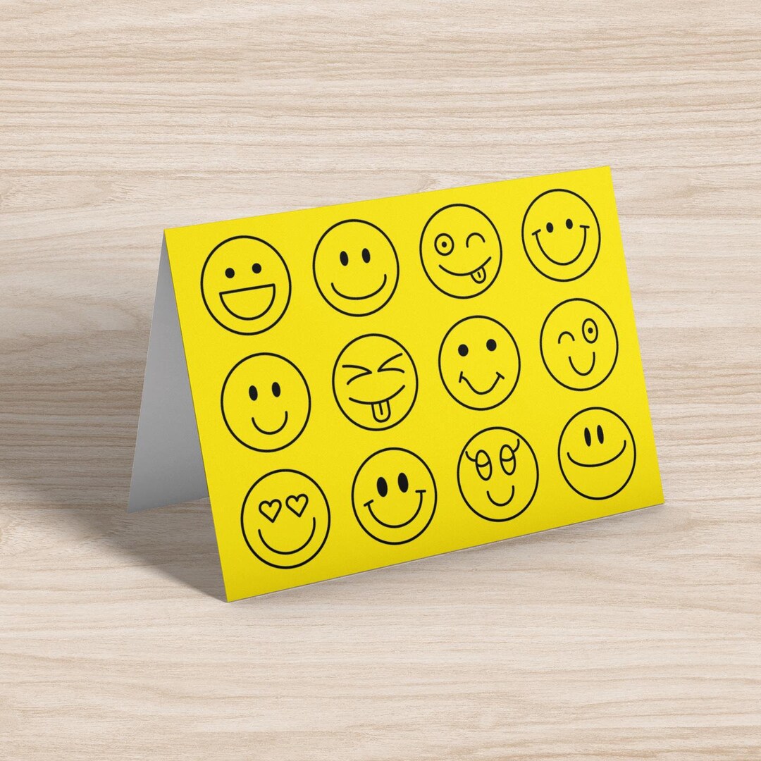 Smiley Face Note Card, Funny Thank You Note Cards, Happy Faces Greeting ...