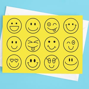 Smiley Face Note Card, Funny Thank You Note Cards, Happy Faces Greeting ...