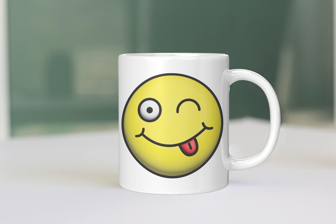 Smiley Face Mug | Happy Face Coffee Cup | Ceramic Mug With Yellow ...