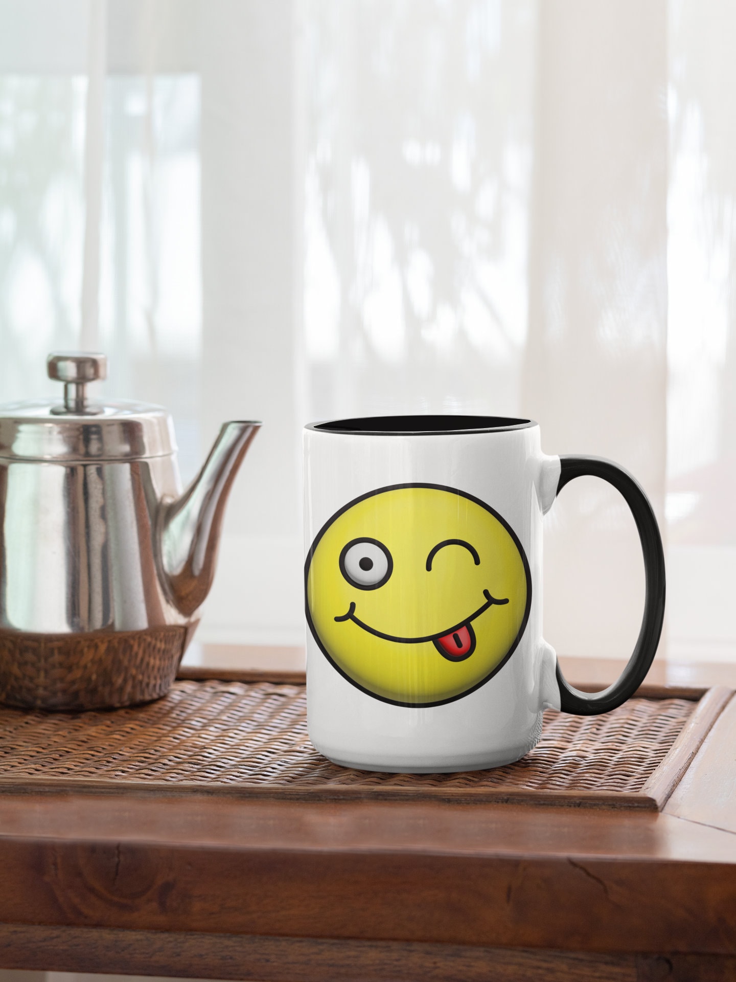 Smiley Face Mug | Happy Face Coffee Cup | Ceramic Mug With Yellow ...